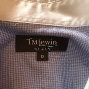 TM Lewin | Tops | Tm Lewin Blue White Collared Button Down Blouse ...